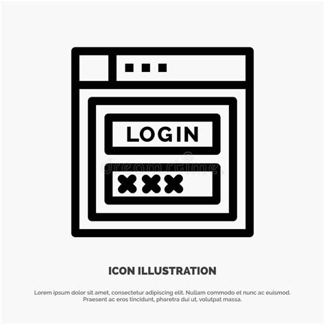 Internet Password Shield Web Security Line Icon Vector Stock Vector