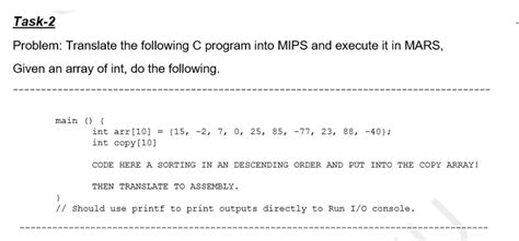 Solved Task Problem Translate The Following C Program Chegg