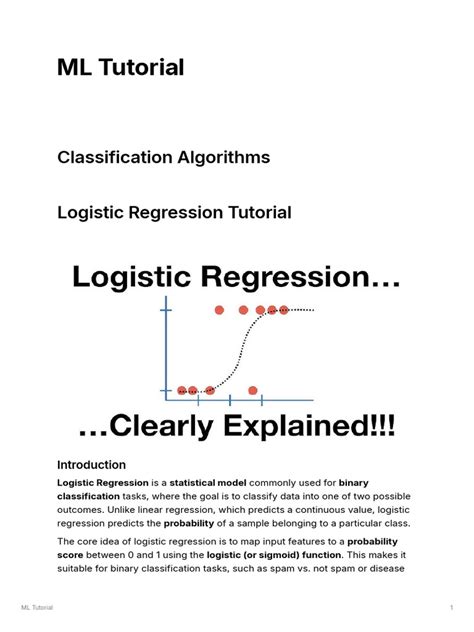Ml Tutorial Pdf Logistic Regression Machine Learning