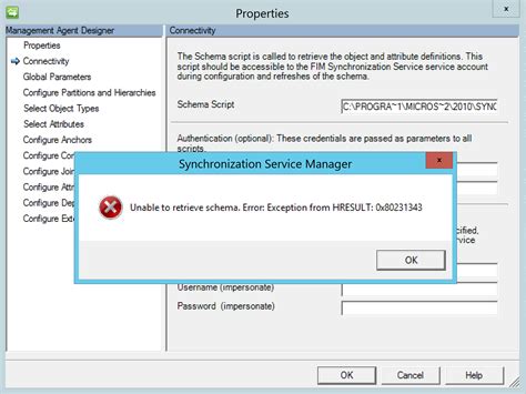 Granfeldt Powershell Management Agent Schema Hresult 0x80231343 Error