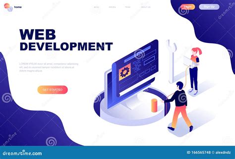 Modern Flat Design Isometric Concept Of Web Development Decorated