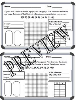 Representing Relations Functions Domain Range Task Cards Exit Tickets