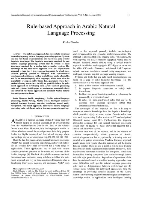Pdf Rule Based Approach In Arabic Natural Language Processing