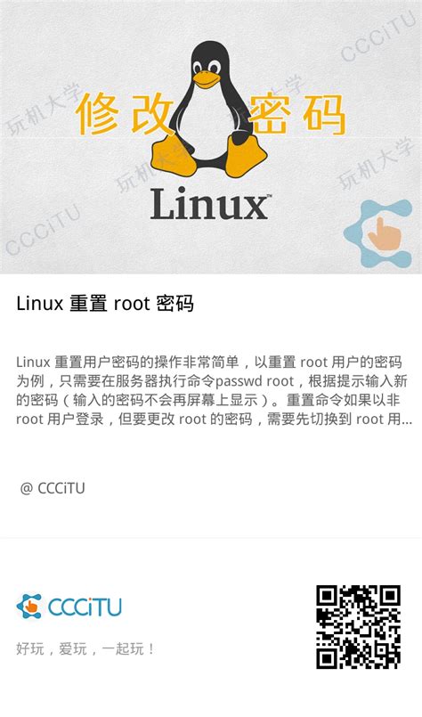 Linux 重置 root 密码 CCCiTU 玩机大学