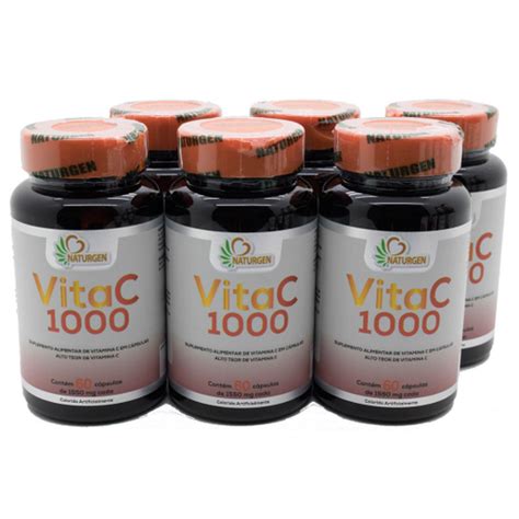 6x Vitamina C 1000mg Vita C 1000 Naturgen 60 Capsulas Em Promoção