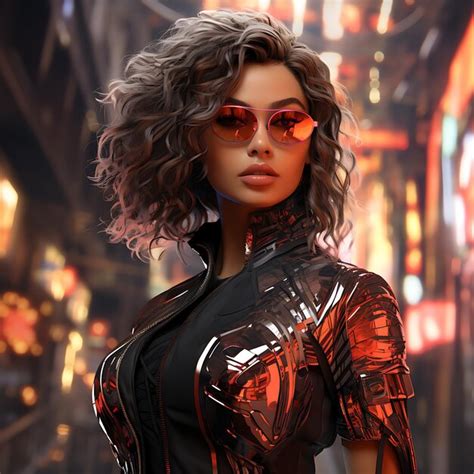 Premium Photo Cyberpunk Woman Portrait Futuristic Neon Style Ai Generated