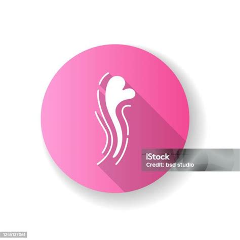 냄새 핑크 플랫 디자인 긴 그림자 문고 아이콘 좋은 냄새 아로마는 심장 모양 증발과 소용돌이 향수 향기 향기로운 향기의 흐름
