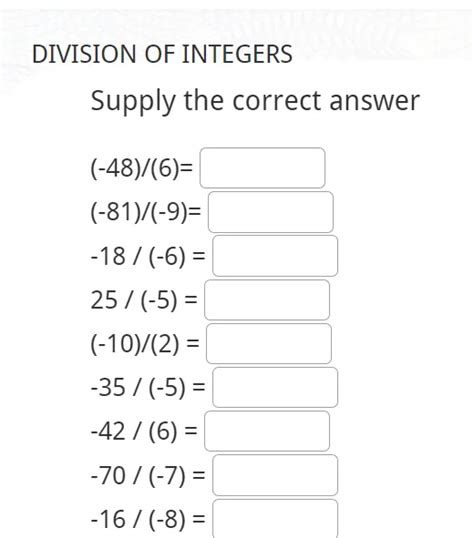 Division Of Integers Interactive Worksheet Edform Worksheets Library