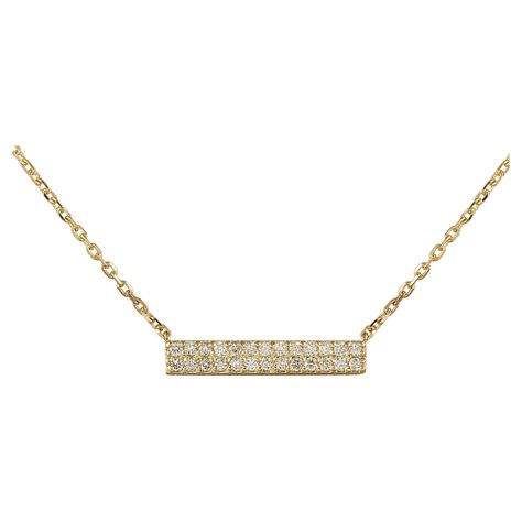Exquisite Natural Diamond Bar Necklace In 14 Karat White Gold For Sale