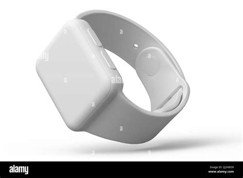 Smart Watch With Blue Leather Strap Isolated On White Monochrome