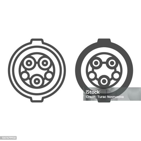 전기 자동차 충전 플러그 라인과 단단한 아이콘 전기 자동차 개념 흰색 배경에 전자 자동차 표지판을 충전커넥터 J1772 충전기