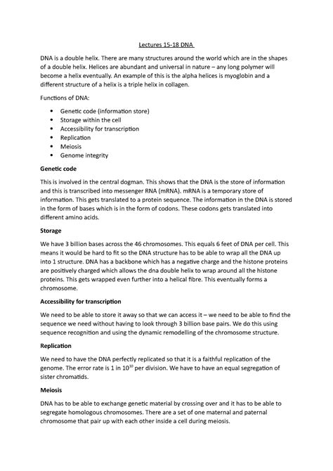 lectures 15 18 dna lecture notes 15 16 17 18 lectures 15 18 dna