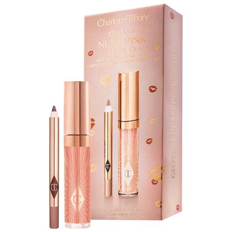 Charlotte Tilbury Glossy Nude Pink Lip Duo Gloss Lip Liner Set