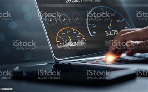 Super Fast Internet Connection Speedtest Bandwidth Network Technology Man Using Internet High