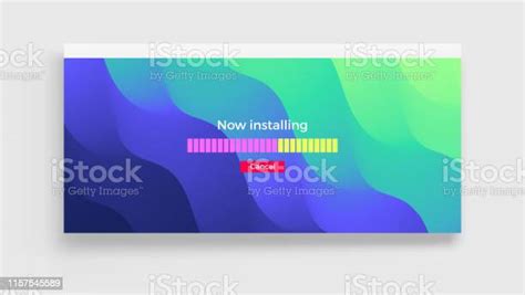 프로세스 화면 로드 앱 또는 소프트웨어 설치 진행률 로딩 막대입니다 색상 그라데이션이 있는 추상 배경입니다 3d 벡터