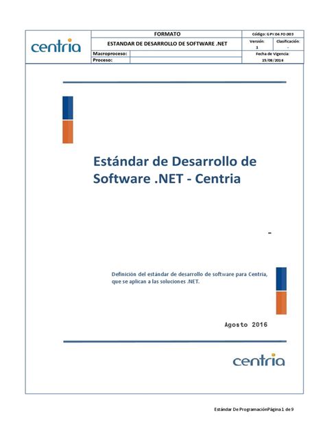 Estandar De Programación Pdf Net Framework Archivo De Computadora