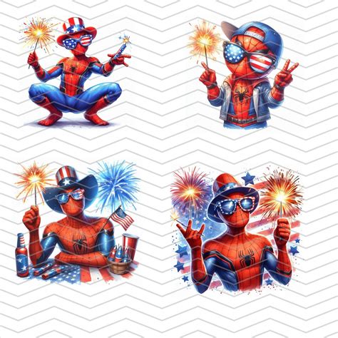 Watercolor 4th Of July Spiderman Bundle Png Digital Download Etsy