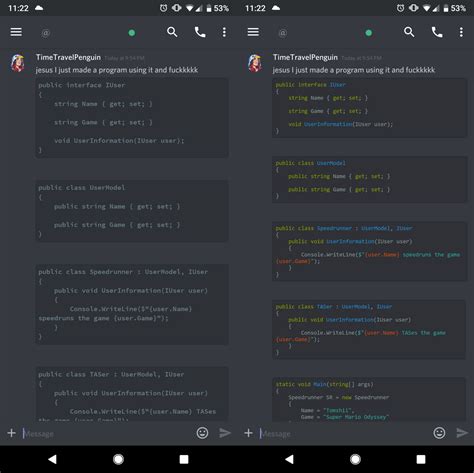 Your Thoughts On Mobile Code Blocks With Colour Syntax R Discordapp