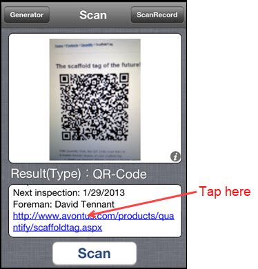 Viewing QR Code Information And Updating A Scaffold Tag S Location