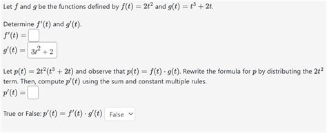 Solved Let F And G Be The Functions Defined By F T 2t2 Chegg Com