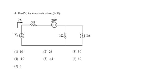 Solved Find Vs For The Circuit Below In V Chegg Com