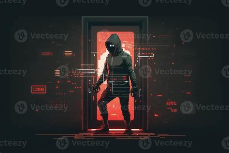 illustration of a hacker attempting to break into a digital system but
