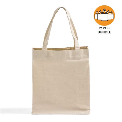 12 Ct Eco Friendly Recycled Cotton Canvas Tote Bag Wfull Gusset By