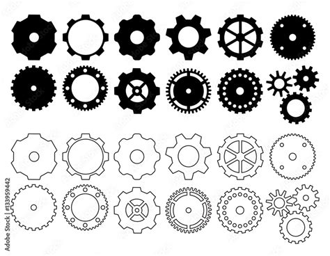 Steampunk Gear Cogwheel Icons Vector Symbols Stock Vector Adobe Stock