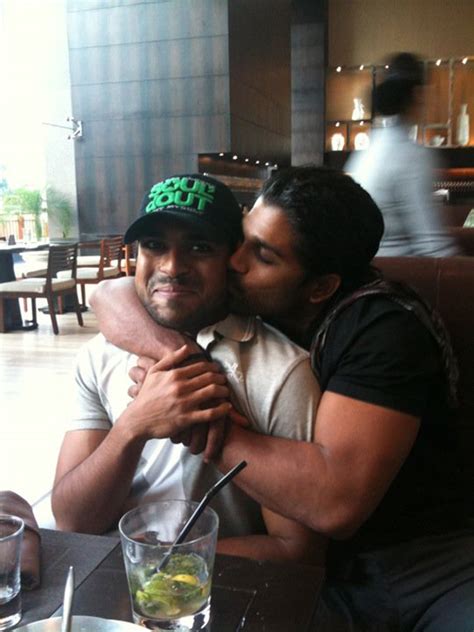 Ram Charan Tej And Allu Arjun Kissing In Restaurant ~