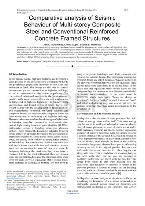 Pdf Comparative Analysis Of Seismic Behaviour Of Multi Storey