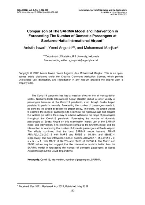 Pdf Comparison Of The Sarima Model And Intervention In Forecasting