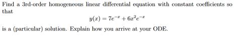 Solved Find A 3rd Order Homogeneous Linear Differential