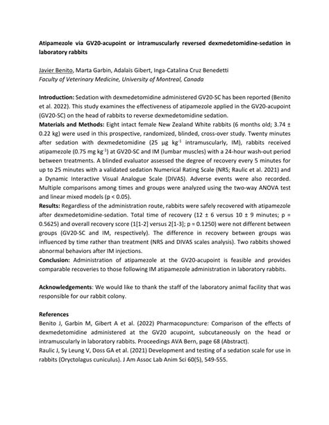 Pdf Atipamezole Via Gv20 Acupoint Or Intramuscularly Reversed