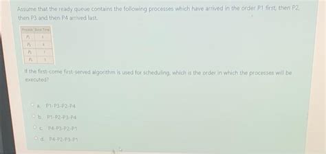Solved Assume That The Ready Queue Contains The Following