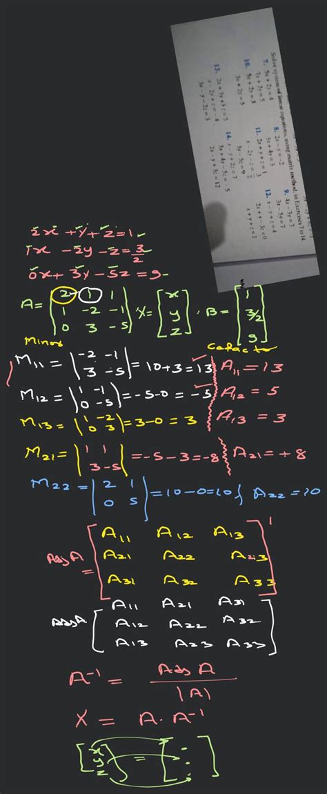 Solve System Of Linear Equations Using Matrix Method In Exercises 7 To