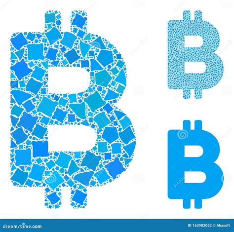 bitcoin letter mosaic icon of trembly pieces stock vector