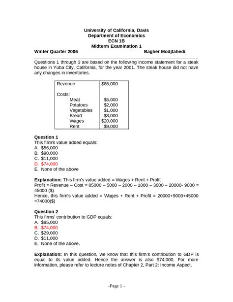 Midterm Exam 1 Practice Questions Principles Of Macroeconomics Ecn 001b Docsity