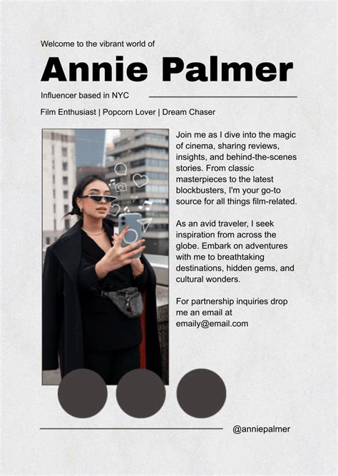 Free Influencer Bio Template To Edit Online