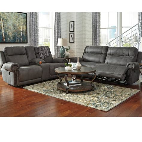 Signature Design By Ashley Austere Reclining Sofa And Loveseat Set Sofas And Couches Furniture