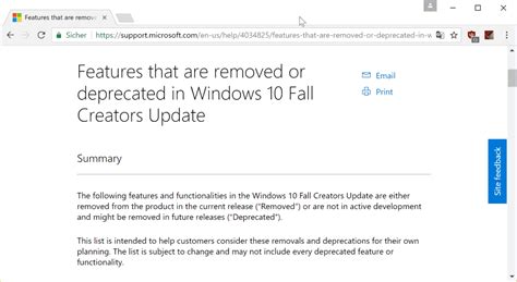 Windows Fall Creators Update Removed Features GHacks Tech News