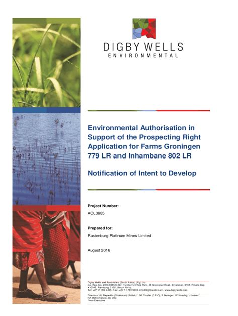 Fillable Online Environmental Authorisation In Support Of The