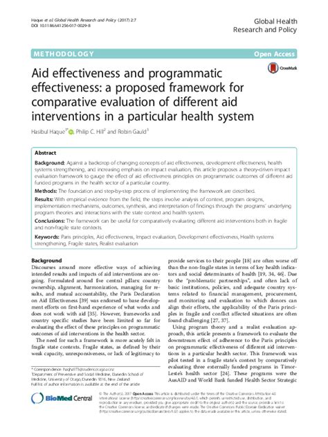 Pdf Aid Effectiveness And Programmatic Effectiveness A Proposed