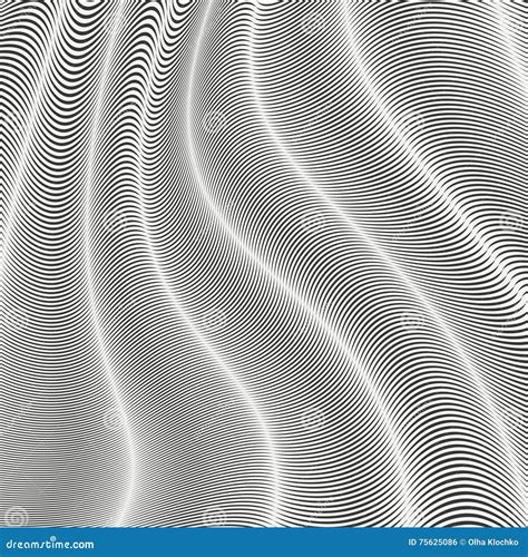 Mobious Wave Stripe Geometric Line Abstract Seamless Pattern Black