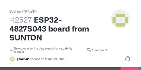 esp32 4827s043 board from sunton · bodmer tft espi · discussion 2527