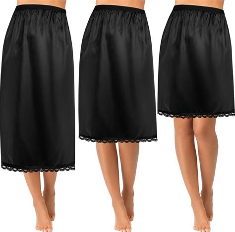 Mepase 3 Pieces Womens Satin Half Slip For Under Dresses 3 Kinds Of