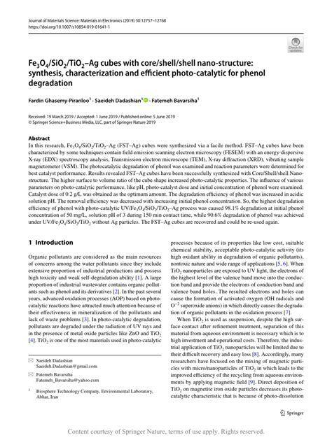 fe3o4 sio2 tio2 ag cubes with core shell shell nano structure synthesis characterization and