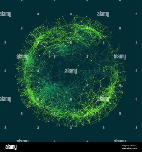 Scientific Illustration With Connected Lines And Dots Luminous Microscopic Forms Glowing Grid