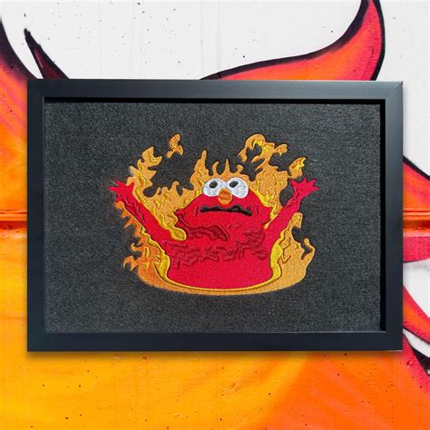 Elmo Fire Wall Art Embroidery Demure Decor Cursed Meme Gen Z