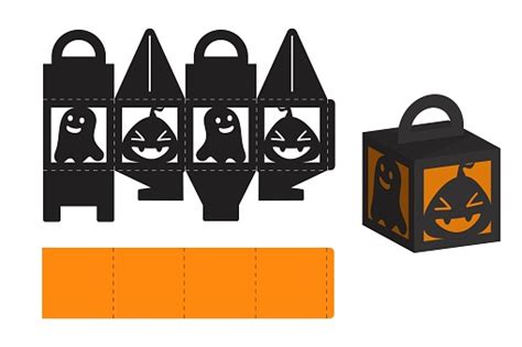 행복한 할로윈 트리트먼트 박스 과자 사탕 작은 선물 빵집을위한 선물 파티 호의 상자 레이저 컷을위한 간단한 포장 다이 컷 템플릿