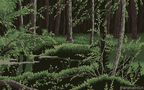 Forest Pond 7 Colors Pixel  Anasabdin Pixel Art Пиксель
